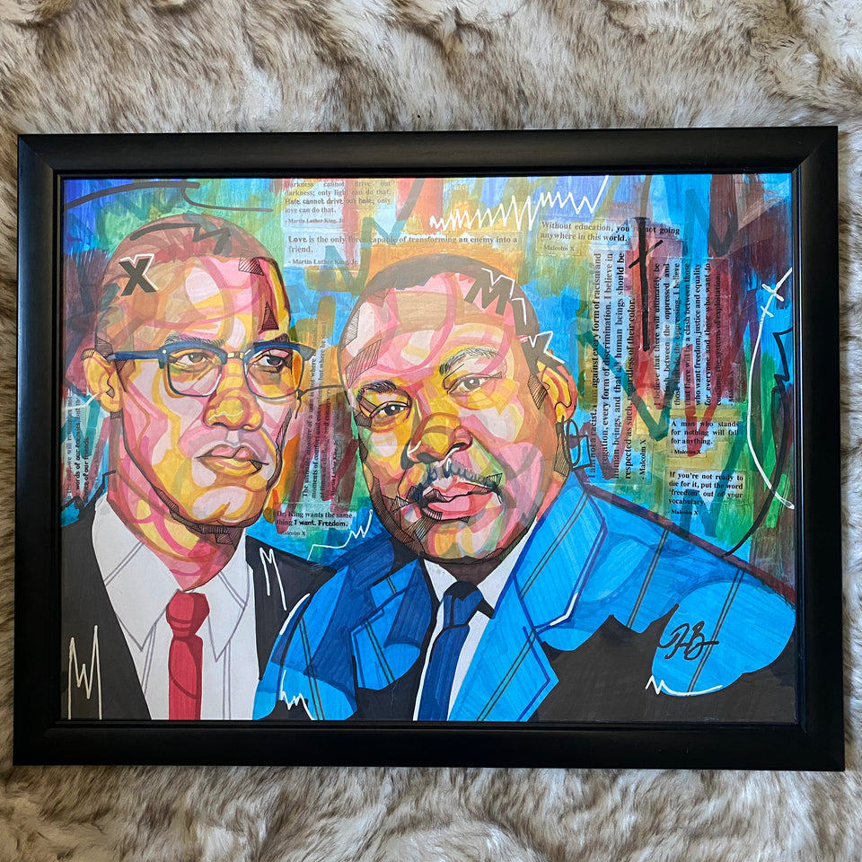Stunning "Malcolm X Martin" Original Art - Own Unique History